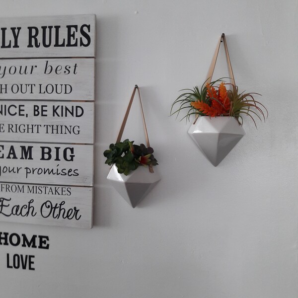 Priene HOME | Geometric Ceramic Hanging Planter | Set of 2 (black ...