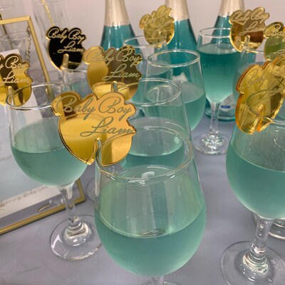 Personalized Drink Tags With Pressure Clip. Party Drink Tag Circles ...