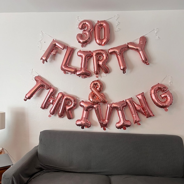 30 Flirty and Thriving Balloon Banner: 30th Birthday Party Decor - Etsy