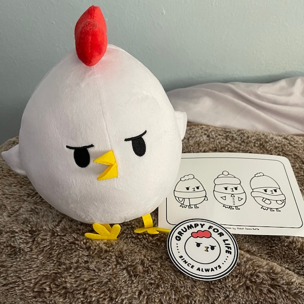 Grumpy Chicken Plushie, Chicken Plush, Chicken Stuffed Animal, Chicken ...