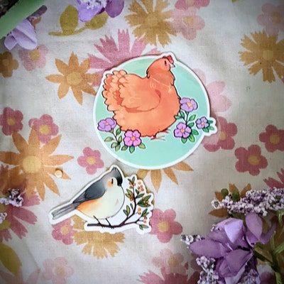 Floral Chicken Sticker Set - Etsy