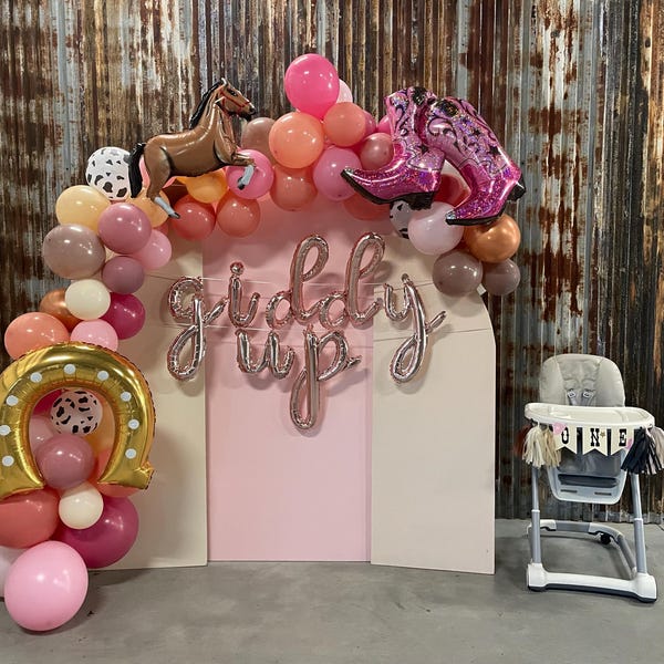 First Rodeo Birthday Party Decor Girl 1st Rodeo Cowgirl Balloon Garland ...