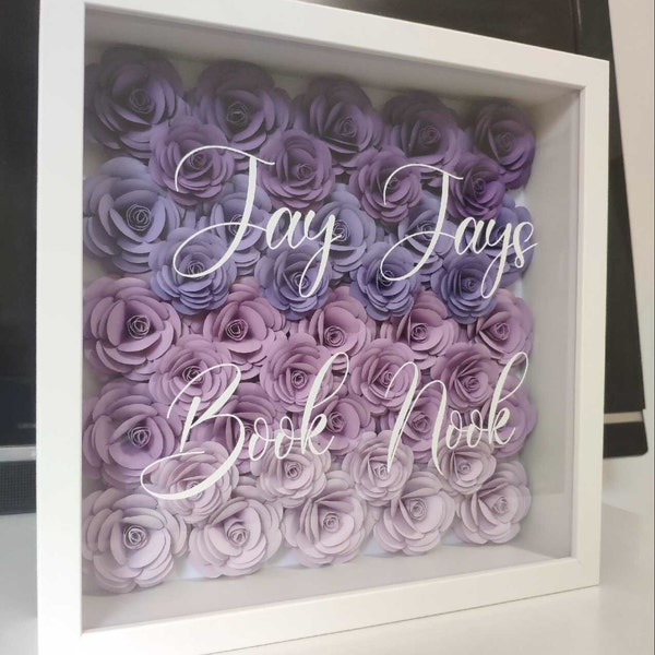 Pink Roses Flower Shadow Box 25x25cm - Personalized Gift, Shadowbox ...