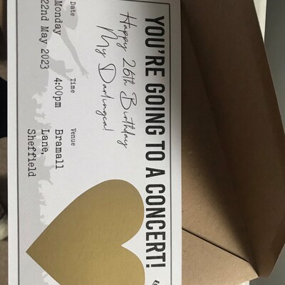 Personalised Surprise Birthday Card Personalised Surprise Concert ...