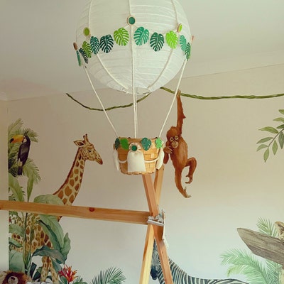 Jungle Theme Hot Air Balloon Nursery Lamp Shade/craft Foam Leaves/ Toys ...