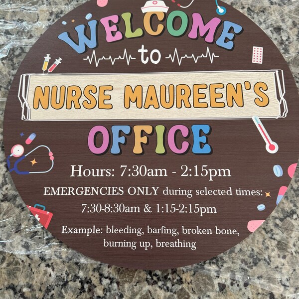 Personalized School Nurse Door Sign, School Nurse Gift, Custom School ...