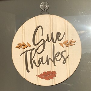 Give Thanks Door Sign, Fall Door Hanger, Autumn Fall Leaves, Rustic ...