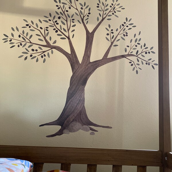 Watercolor Olive Tree Fabric Wall Decal, Nursery Decor - Etsy
