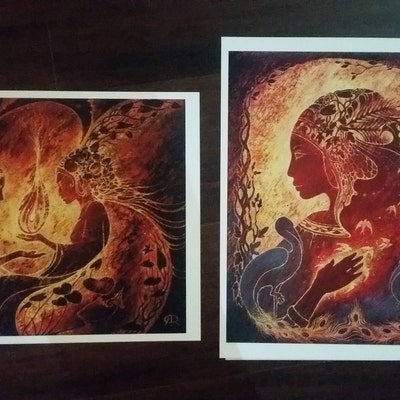 Elk Print 8x10 Art Print of Oil Pastel Etching Animal Totem Pagan ...