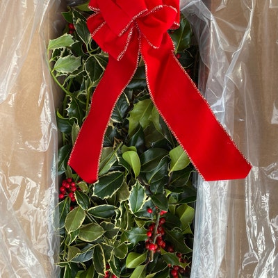 Fresh Evergreen & Holly Swag - Etsy