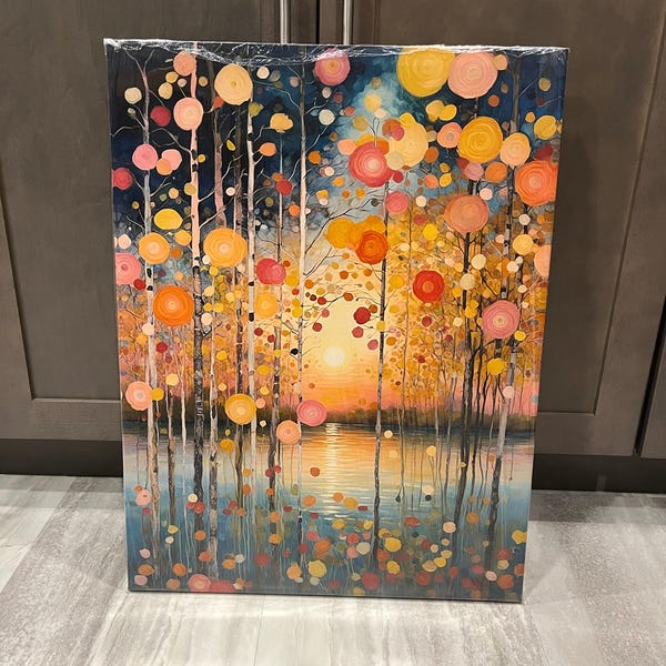 Gustav Klimt Trees and Sun Lights Art Canvas Print,gustav Klimt Art ...