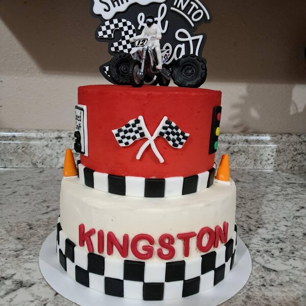 Dirt Bike Party Cake Topper | Birthday Party Decor | Shifting Into Gear ...