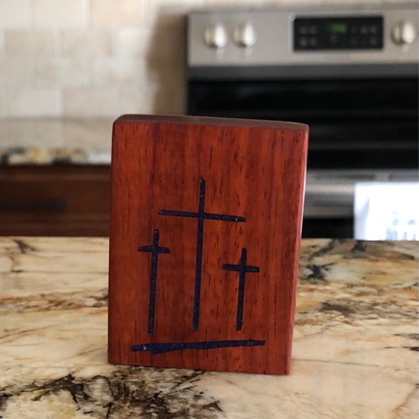 4 " High X 2" Wide Paduak Wall Cross With Turquoise Inlay - Etsy