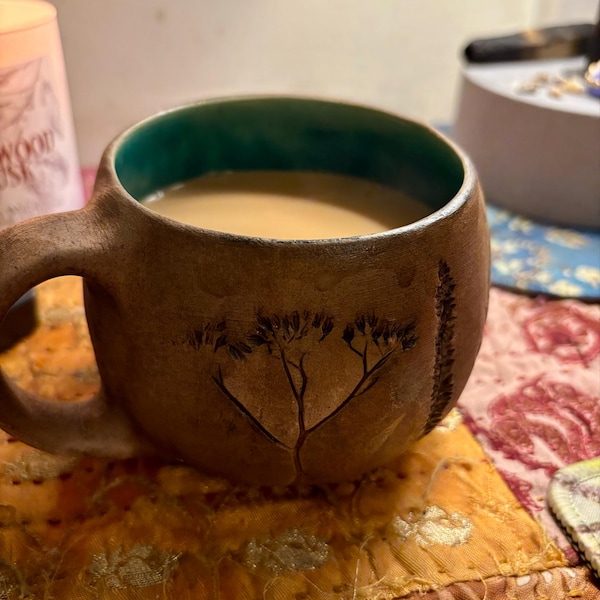 Handmade Ceramic Botanical Mug || Pottery Mug Handmade Nature Ceramic ...