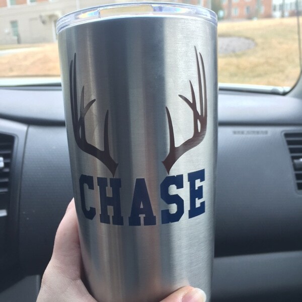 Deer Horns - NAME Decal for Yeti Colsters, Tumblers, Coolers, Window ...