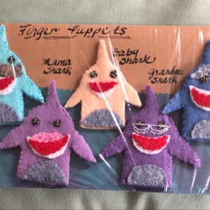 Shark Family Felt Finger Puppets Sewing Pattern PDF Epattern for Baby ...