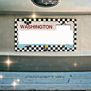 Cool Punk Checkered Skull License Plate Unique Car Accessories for Him ...