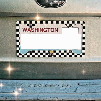 Cool Punk Checkered Skull License Plate Unique Car Accessories for Him ...