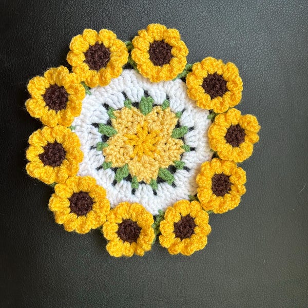 Bloom Pot Collection Crochet Patterns | Sunflower Coaster Pot Pattern ...