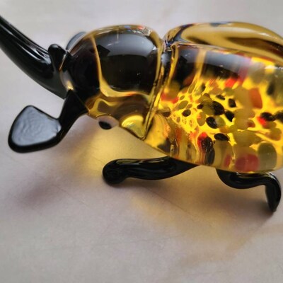 Yellow Glass Bug Figurine Animals Glass Bug Miniature Artglass - Etsy