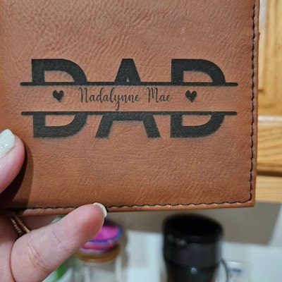 Personalized Kids Name Leather Wallet for Dad, Best Father's Day Gift ...