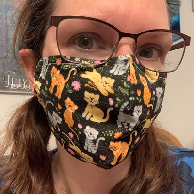 Cat Mask With Filter Pocket, 3 Layer Cat Face Mask, Cat Lover Mask With ...