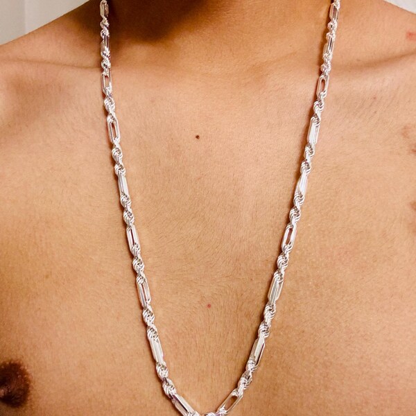 Figarope Chains 925 Sterling Silver Men's Women's Solid Figaro Rope ...