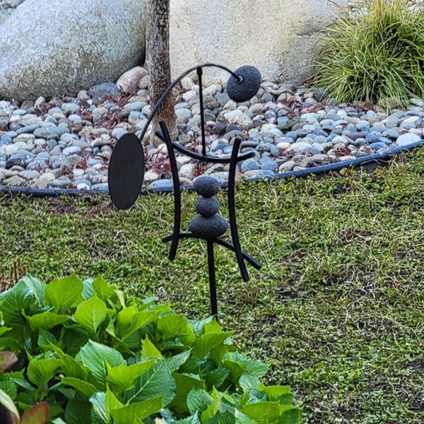 Garden Art Kinetic Wind Sculpture | Yard Art Metal Garden Decor With ...