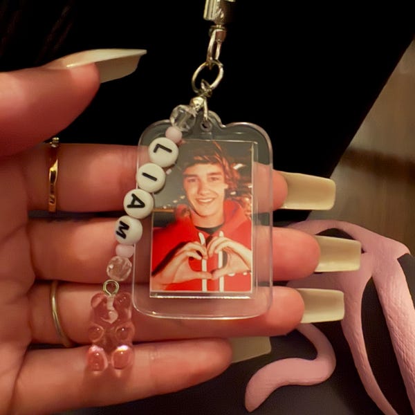 Liam Payne Keychain - Double Sided Photo Frame With Beaded Name Charm ...