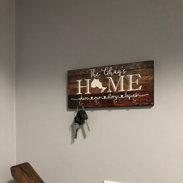 Personalized Key Ring Holder, Where Our Story Begins Family Key Holder ...