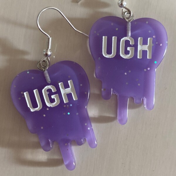 Ugh Earrings. Glitter Quirky Unusual Emo Kawaii Earrings - Etsy