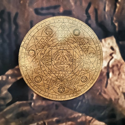 Pendulum Board Handmade Wooden Ritual Disc 6 Inch / 15 Cm Wide Symbol ...