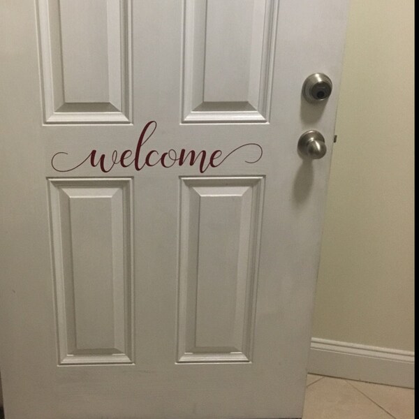 Welcome Door Decal, Modern Door Decal, Door Sticker, Vinyl Door Decal ...