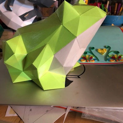 Frog Papercraft Template, Abstract Low Poly 3D Origami, Home Decor ...
