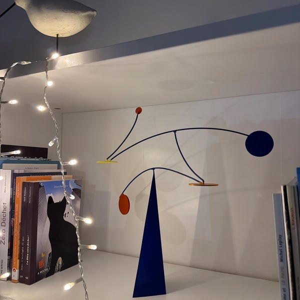 Kinetic Tabletop Mobile: Blue, Red, Orange & Yellow Steel Sculpture - Etsy