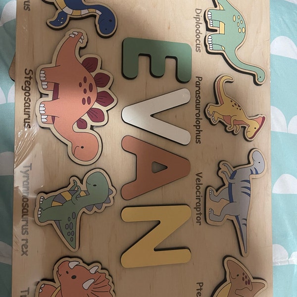 Dinosaur Name Puzzle | Dinosaur First Birthday Gift | Dinosaur Nursery ...