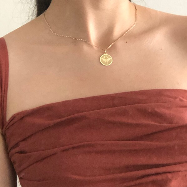 Real 14k Solid Gold Moth Necklace, Personalized Moth Pendant, Dainty ...