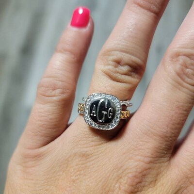 Sterling Silver Monogram Stackable Ring, Sterling Silver Stackable Rings, Sterling Silver Mahy ...