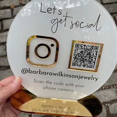 Multi QR Code Instagram Facebook Business Social Media Sign Salon Sign ...