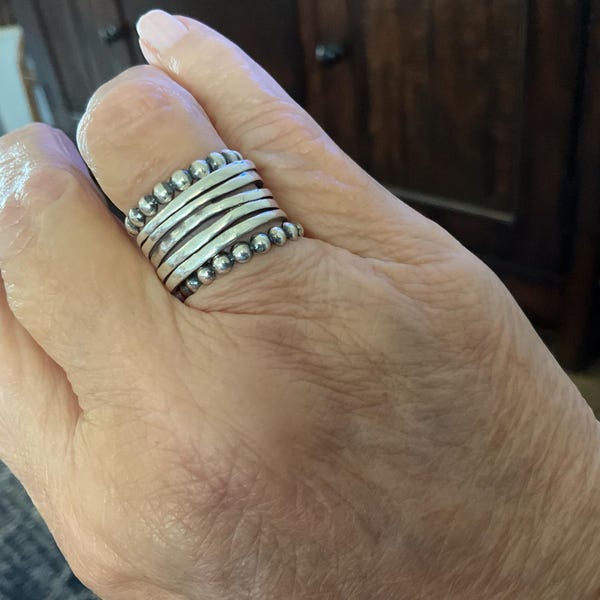 Sterling Silver Stacking Ring Silver Midi Ring Sterling Silver Stackable Rings Silver Beaded ...