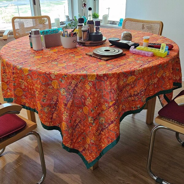 Spring Dining Decor Embroidered Floral Tablecloth Handmade Waterproof ...