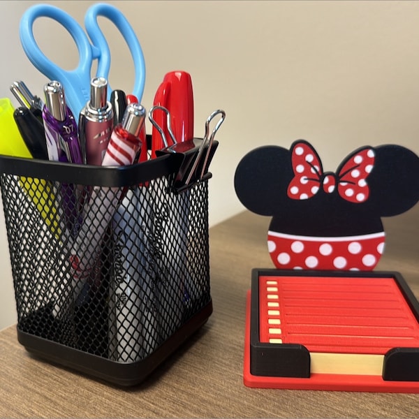 Mickey & Minnie Sticky Note Holder | 3d Printed | Theme Park Inspired ...