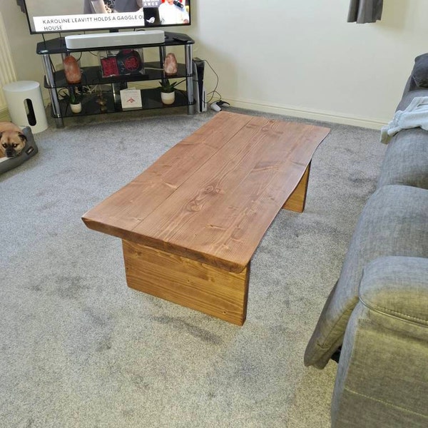 Waney / Live Edge Coffee Table Rustic Tudor Oak Solid Wood Chunky Low ...