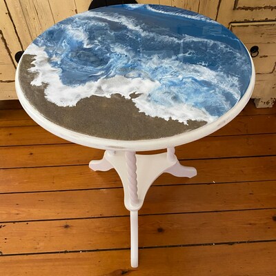 Side TABLE With OCEAN WAVES - Etsy