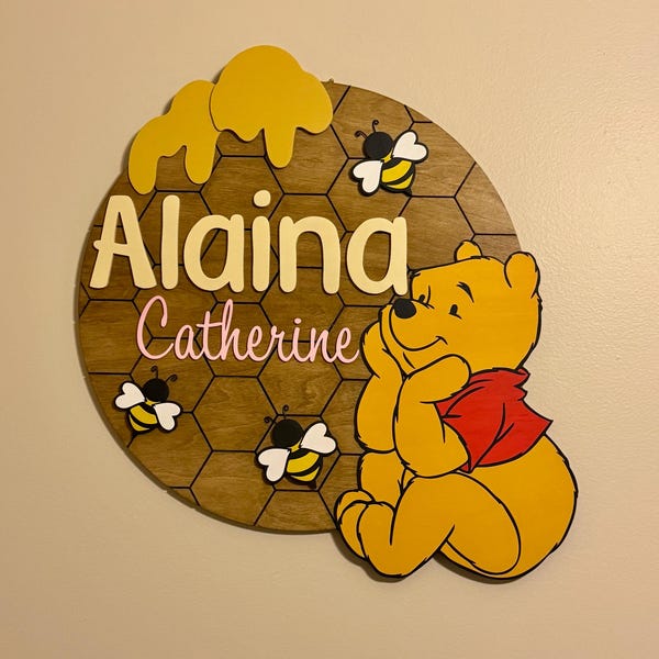 Winnie the Pooh, Pooh Bear, Nursery Name Sign, Wood Name Sign, Winnie ...