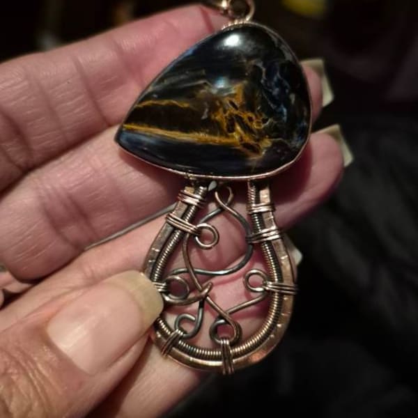 Red Flash Labradorite Gemstone Pendant Copper Wire Wrapped Pendant ...