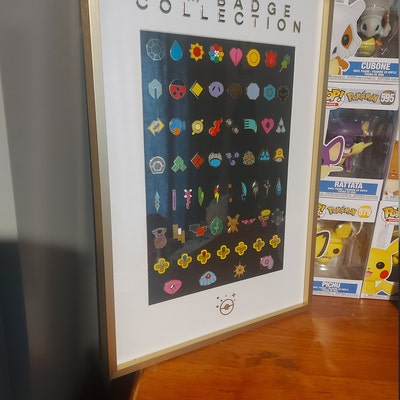 Framed Collection Complete Pokemon Badges Kanto/johto/hoenn/sinnoh ...