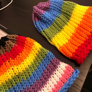 Handmade Reversible Knitted Pride Beanie Hat LGBTQ Pride - Etsy Australia