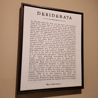 Desiderata Framed Wall Art Desiderata Print Desiderata Poem Max Ehrmann ...