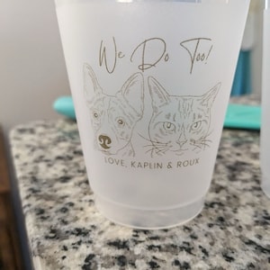 Custom Pet Portrait Wedding Frosted Cups, Custom Pet Illustration ...